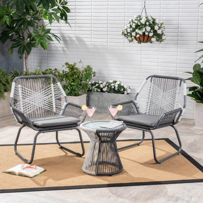 George Oliver Enoch Modern Outdoor 3 Piece Seating Group & Reviews ...